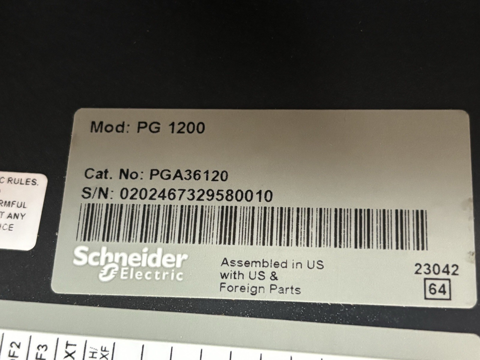 Square D PGA36120 3 Pole 1200 Amp 600VAC Frame PG 1200 PowerPact ...