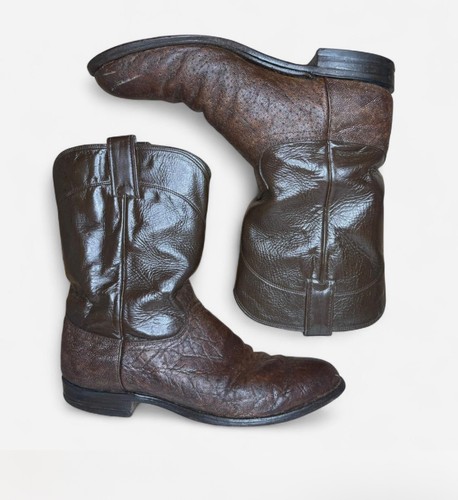 Vintage Justin Roper Boots Mens Size 9D Brown Leather Western Made USA ...