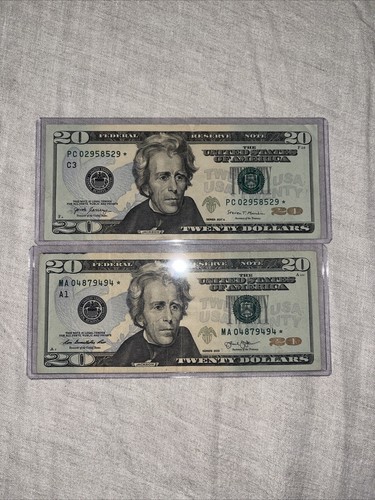 20 Dollar Star Note Bill 2017 And 2013! Rare Bills Low Serial Numbers ...