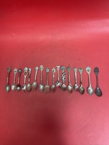 Vintage Mixed Lot 16 Travel Souvenir Collector Spoons Preowned Varied ...