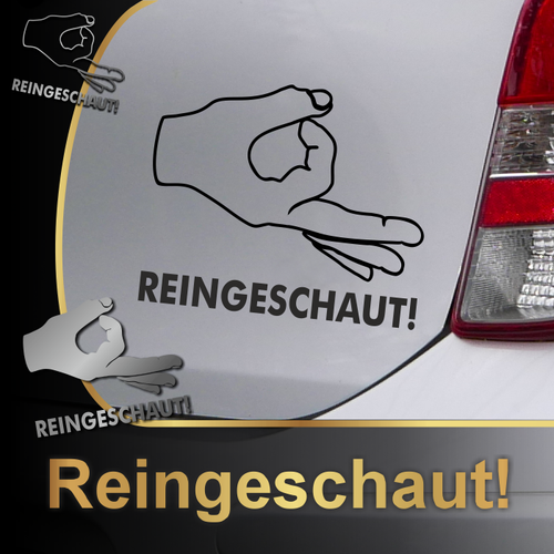 Reingeschaut Aufkleber - Spruch Meme Reingeguckt Hand Circle Game Loch ...