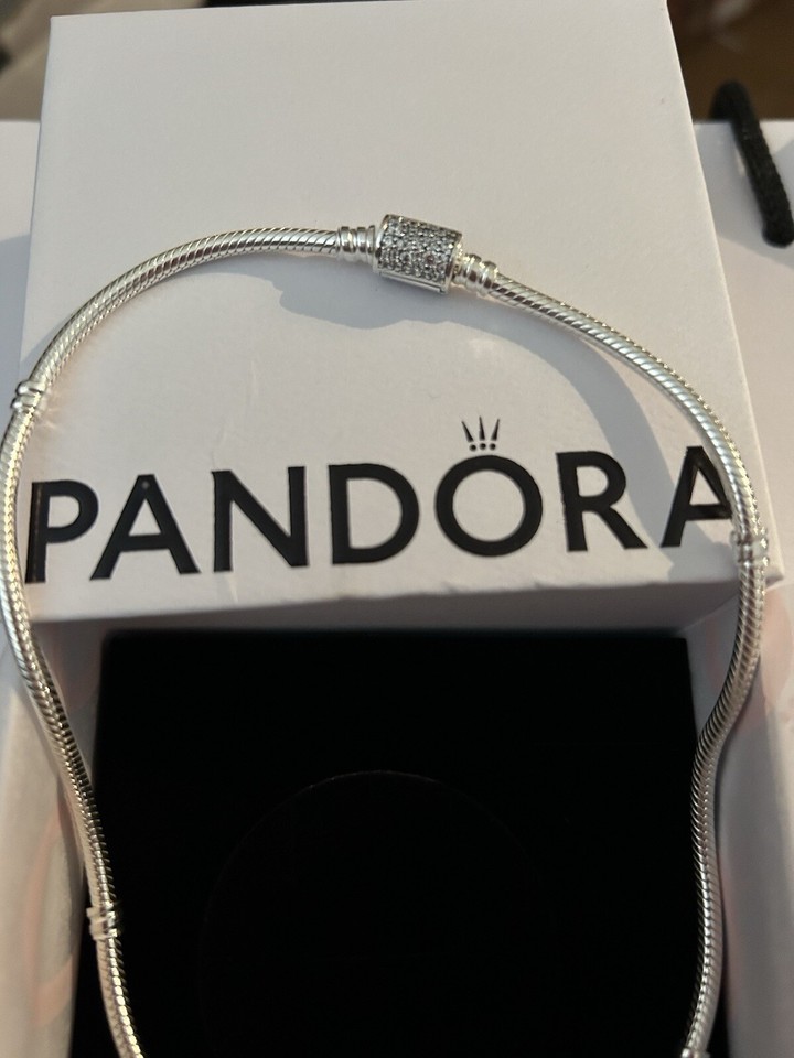 Genuine Pandora Double Wrap Barrel Clasp Silver Bracelet 19 Cm ...