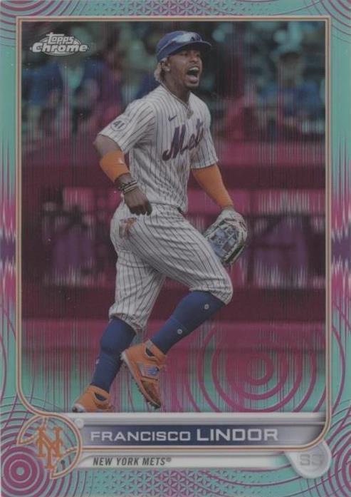 2022 Topps Chrome Sonic - Francisco Lindor #166 Aqua & Pink Sonic Pulse ...