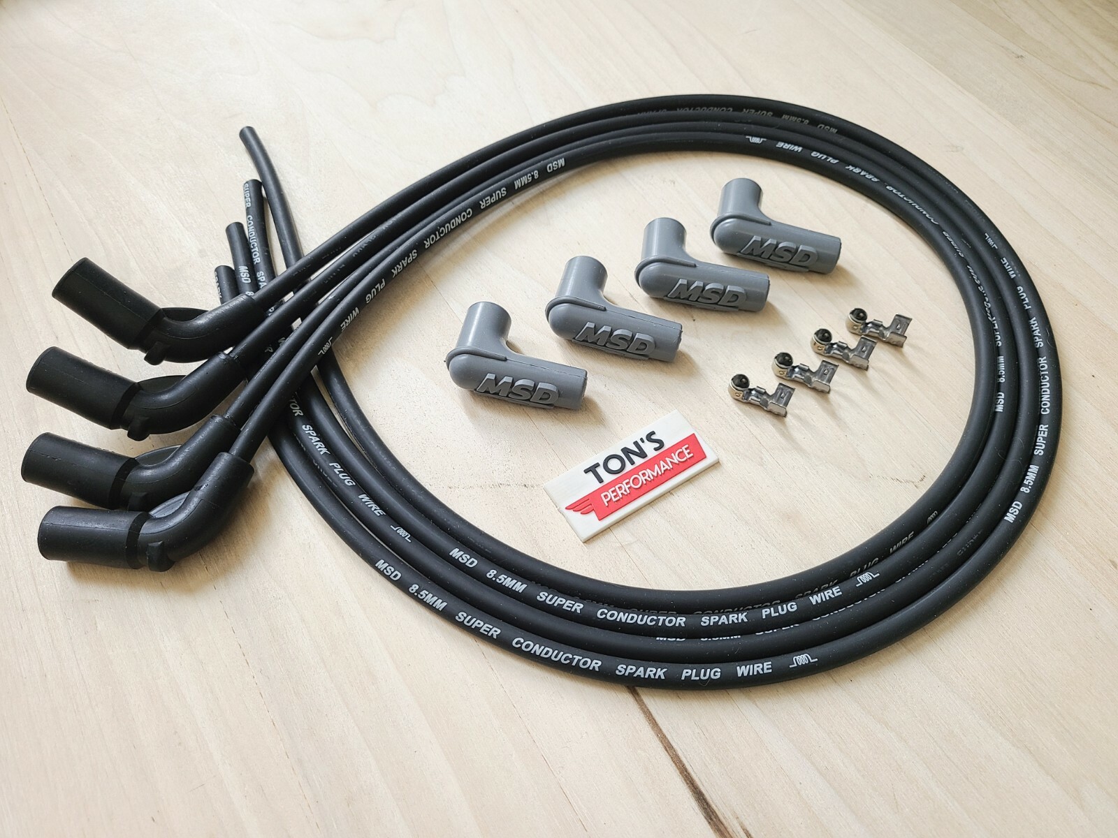 4 MSD 8.5mm LS LS1 LSX LT LT1 Universal 90 Degree Spark Plug Boots ...