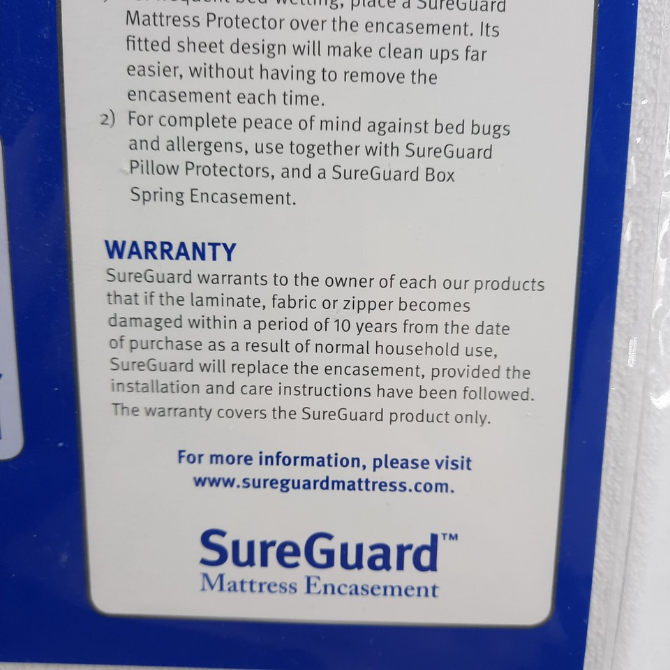 SureGuard Bed Bug Waterproof Mattress Encasement 54x75x6 In Protector ...