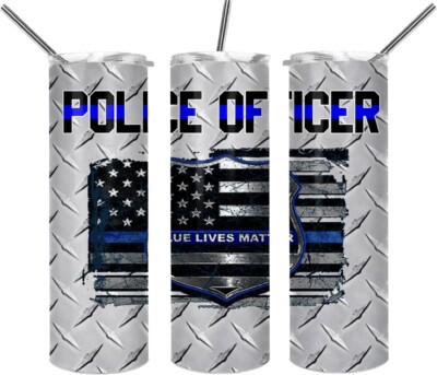 Police Design, Skinny 20oz Tumbler W/ Lid & Straw | eBay