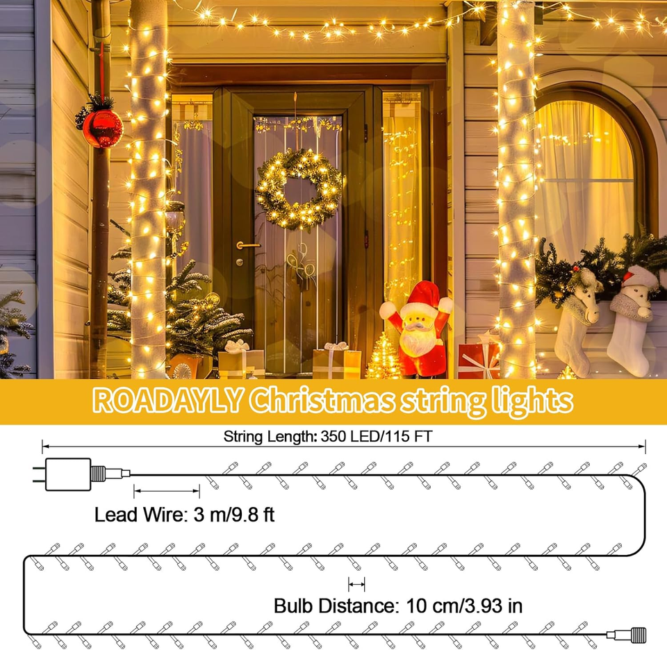 115 FT 350 LED Christmas Lights Fairy Lights 8 Modes & Timer ...