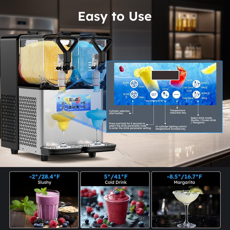 Commercial Slushy Machine Smoothie Maker 3/6L Frozen Drink Daiquiri ...