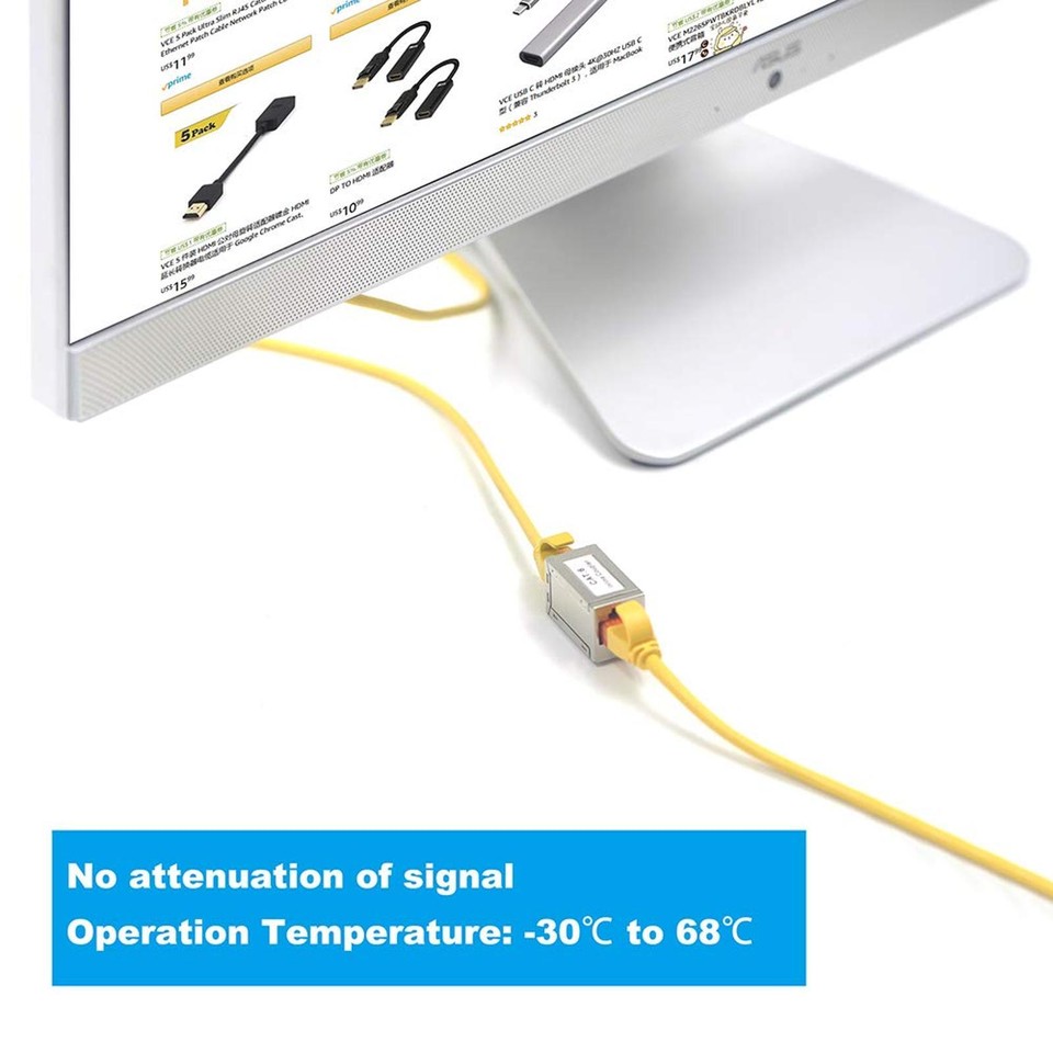 5pcs RJ45 Cat6 PoE Female to Female Coupler Shielded Ethernet Cable ...