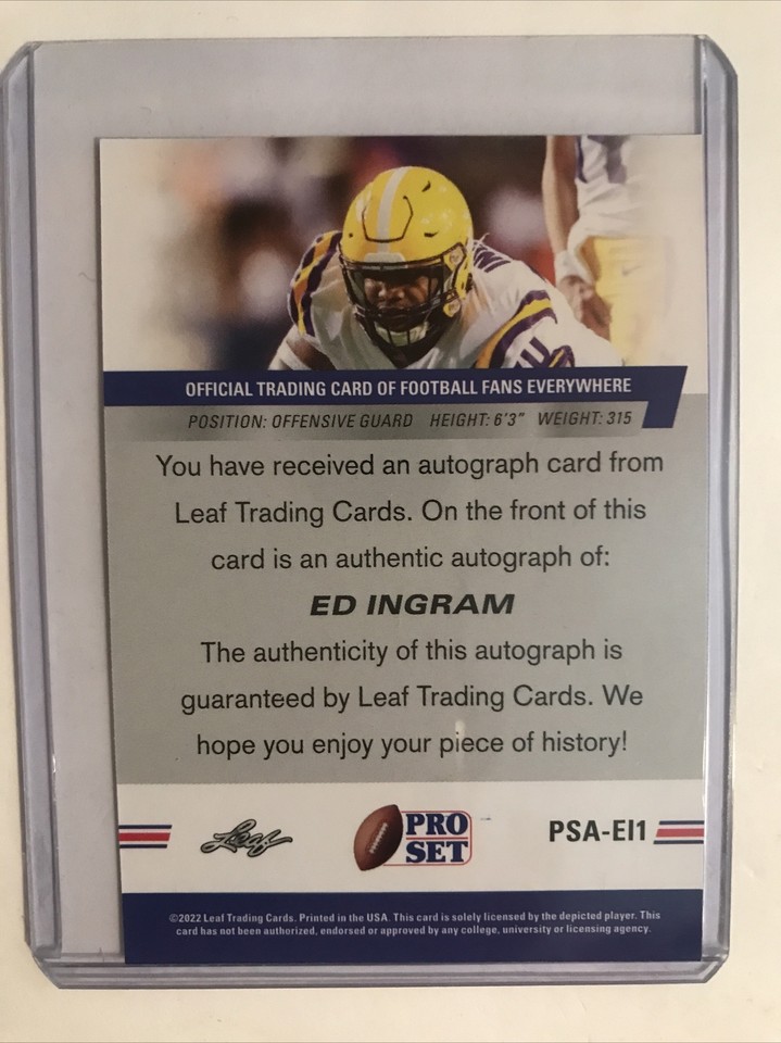 2022 Leaf Pro Set Ed Ingram Autograph Auto RC Rookie Card LSU Vikings ...
