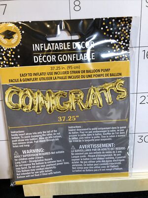 CONGRATS Inflatable Gold Balloon 37.25" Party Decoration w/ Hang Ribbon ...