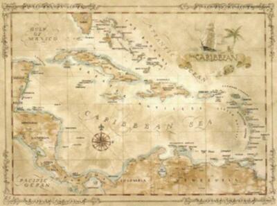 Antique Style Map of The Caribbean | eBay