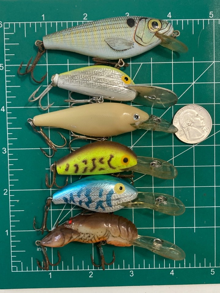 VTG LOT 6 REBEL CRANKBAITS WEE R FISHING LURES USA VINTAGE CRAW DEEP ...