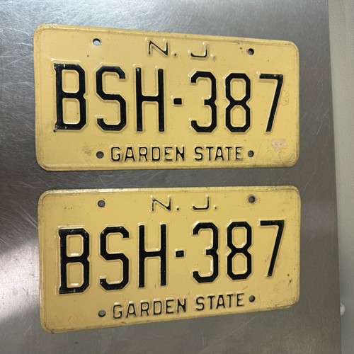 Vintage NEW JERSEY License Plate Pair - Yellow w/ Black - BSH 397 - c ...