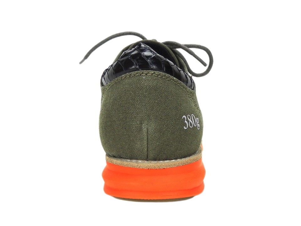 gram SCANDINAVIA Men's 380g Fashion Sneakers Army Green Coated Canvas ...