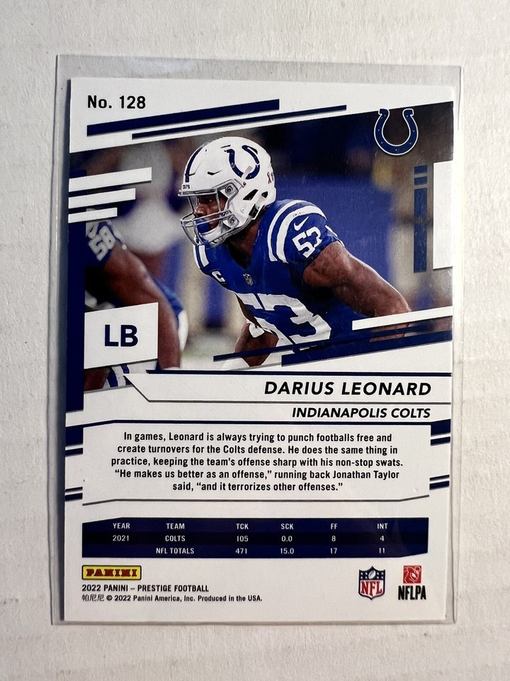 Darius Leonard 2022 Prestige Xtra Points Red Parallel Insert /449 Colts ...