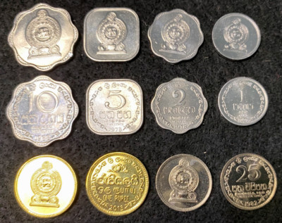 Sri Lanka 6 Coins Set 1, 2, 5, 10, 25 Cents & 1 Rupee UNC World Coins ...