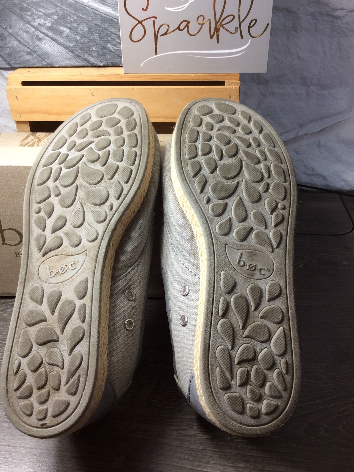 BOC Gray Canvas Logo Arch LaceUp Espadrille Flats Deck Shoes 10 ...