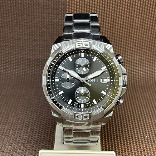 Fossil FS5852 Bronson Black Chronograph Smoke Stainless Steel Men's ...
