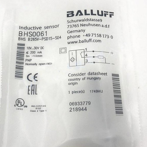 BALLUFF BHS B265V-PSD15-S04 BHS0061 Inductive Sensor New One Free ...