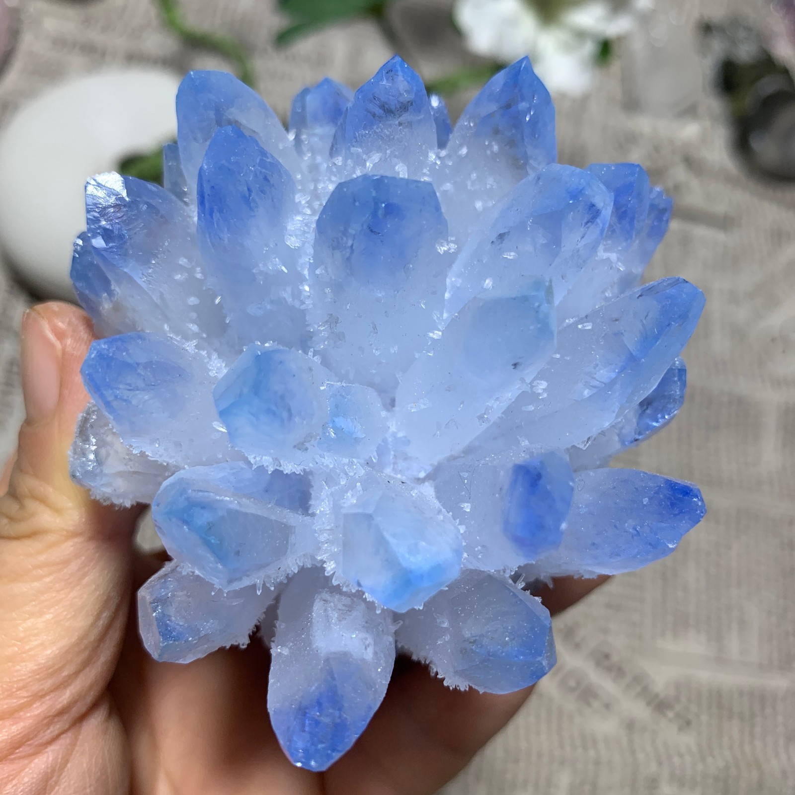 299g New find blue Phantom Quartz Crystal Cluster mineral samples | eBay