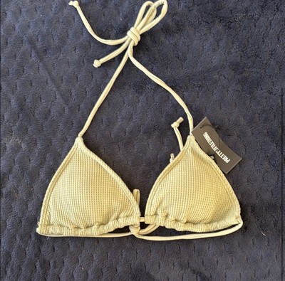 PrettyLittleThing Ribbed Green Triangle Bikini Swim Top Size 6 Halter ...