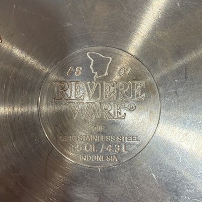 Revere Ware 4 1/2 Qt Stainless Steel Tri-Ply Disc Bottom Stock Pot 18/ ...