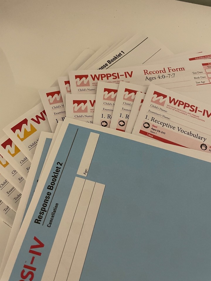 WPPSI-IV Record Forms & Response Booklets Wechsler Protocols ...