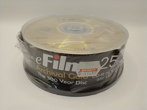 25 Pack eFilm Archival Gold CD-R 74min 650MB "The 300 Year Disc" NEW ...