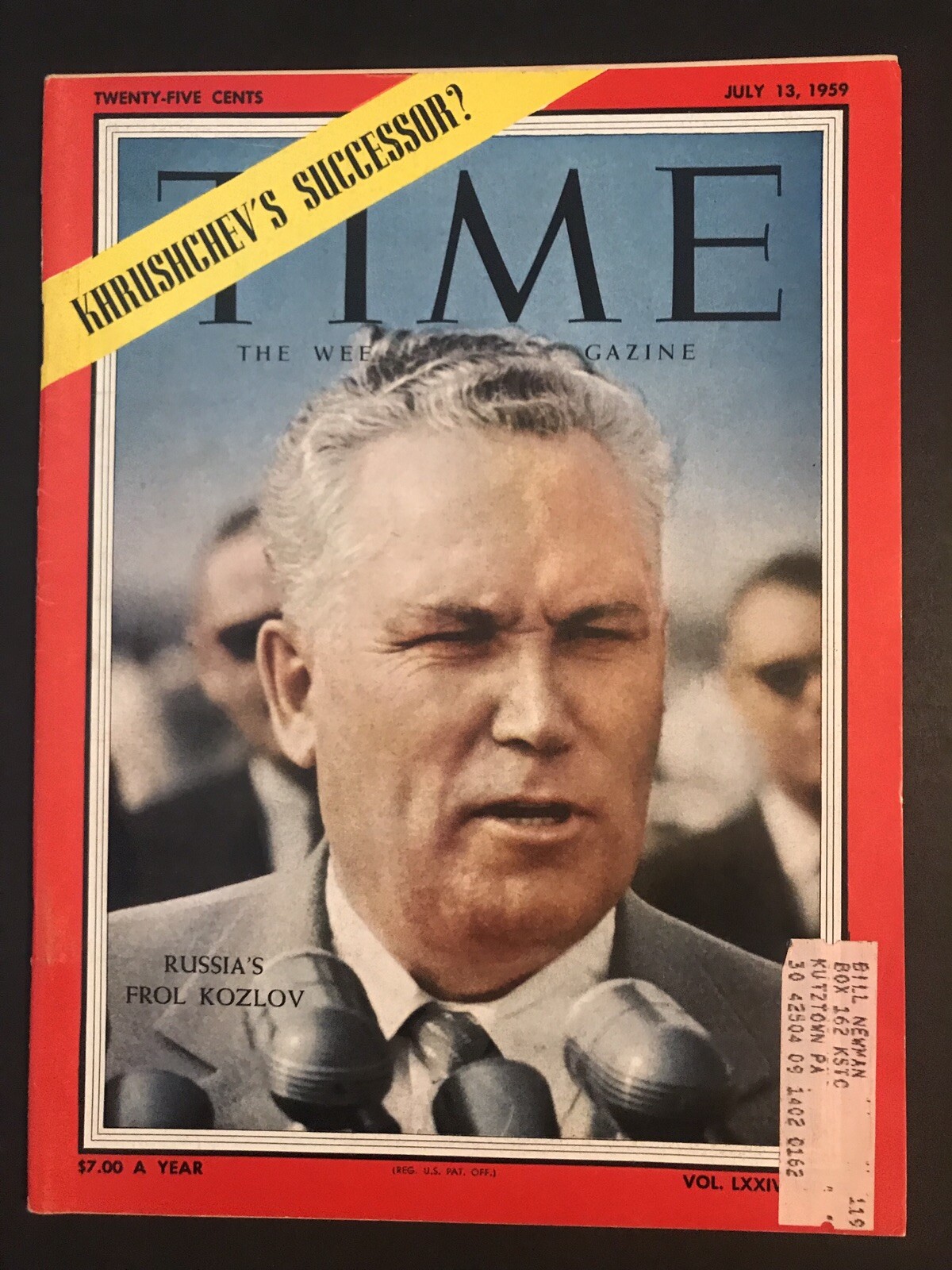 1958 Time Magazine ~ Russia's Frol Kozlov ~ NICE! | eBay