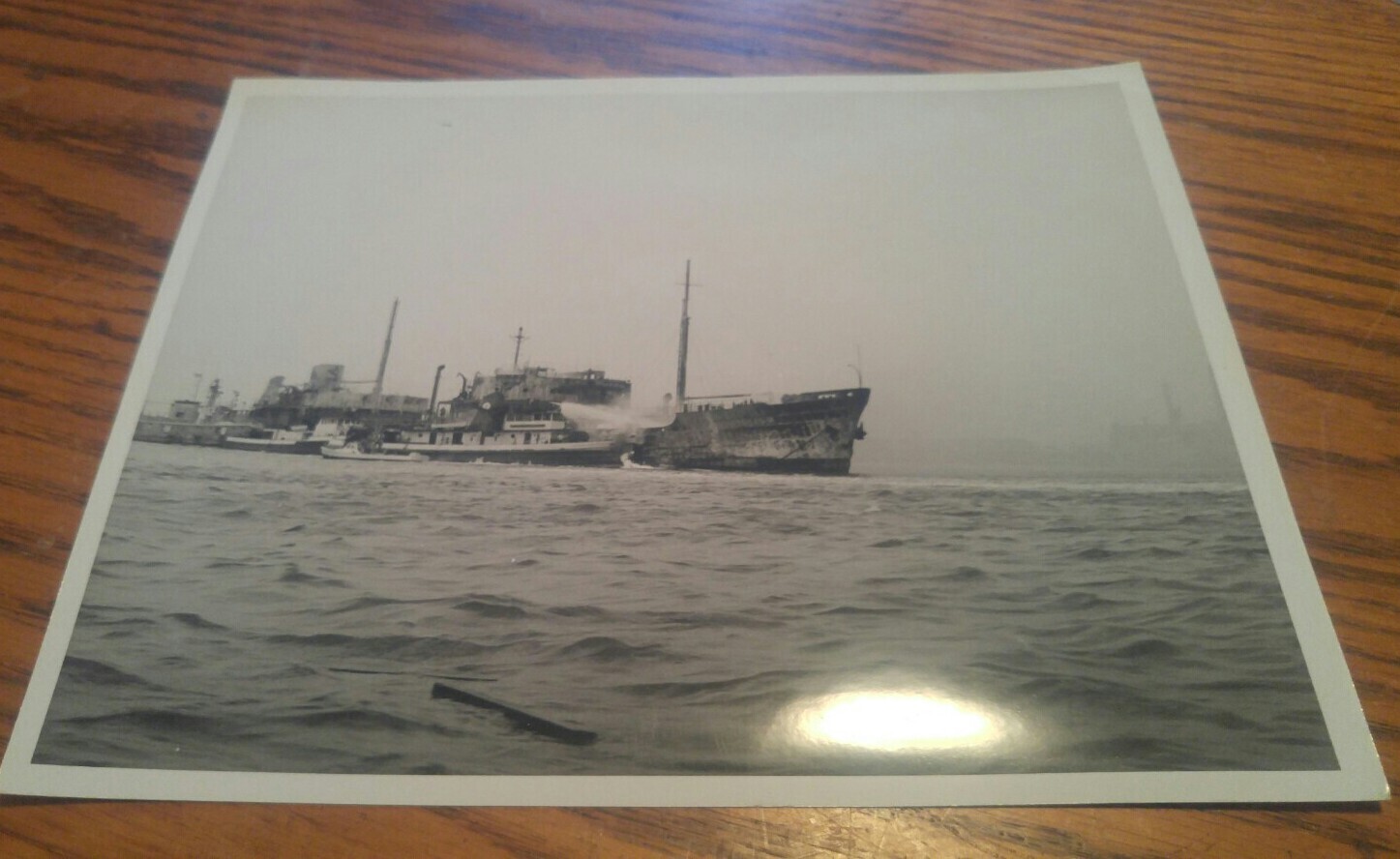 Black & White Photograph New York Alva Cape Ship Explosion Bayonne Tug ...