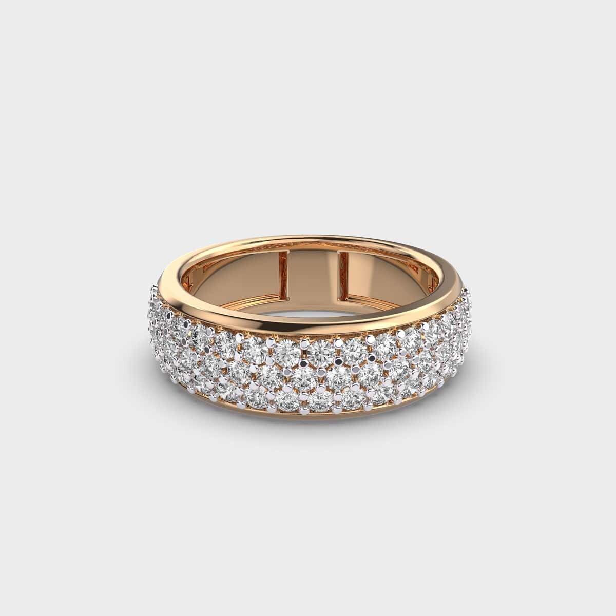 Half Eternity 3 Row Pav Ring Moissanite Micro Pave Wedding Band Women Thick Band | eBay