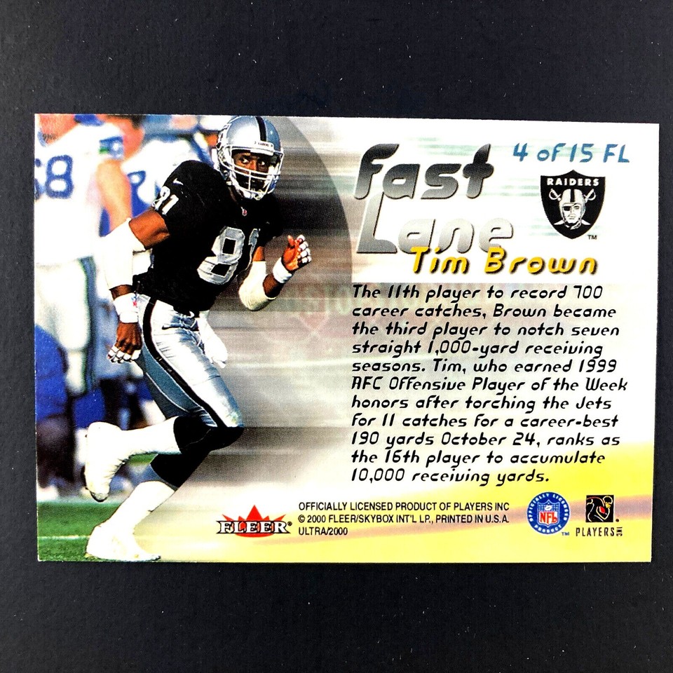 Tim Brown 2000 Fleer Ultra Fast Lane Insert #4 NFL HOF Oakland Raiders ...