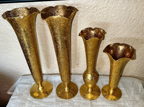 Vtg Lotus MCM 22k Vase Lot Of 4 W Stickers | eBay