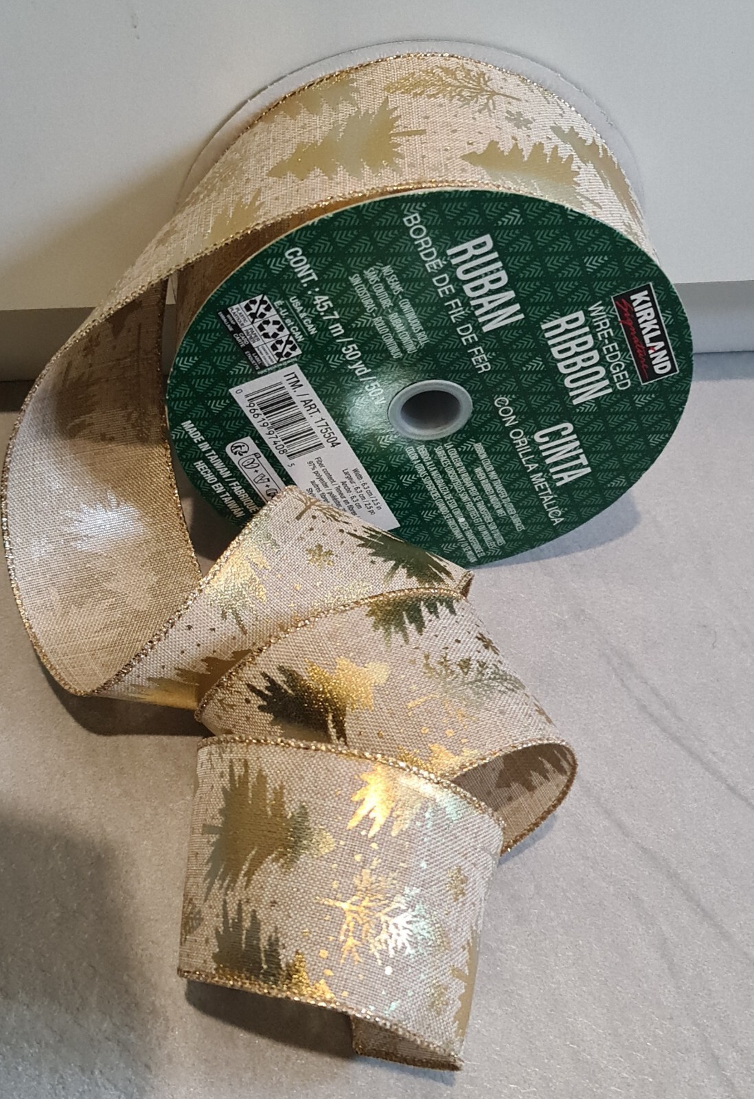 10m Hessian Gold Christmas Tree Wire Edge Ribbon Gift Bow Decoration ...