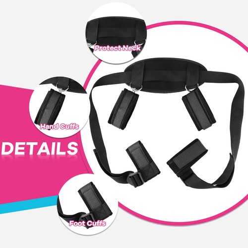 SM Bondage Open-Leg Spreader Bar BDSM Handcuffs Ankle Cuffs Bed ...