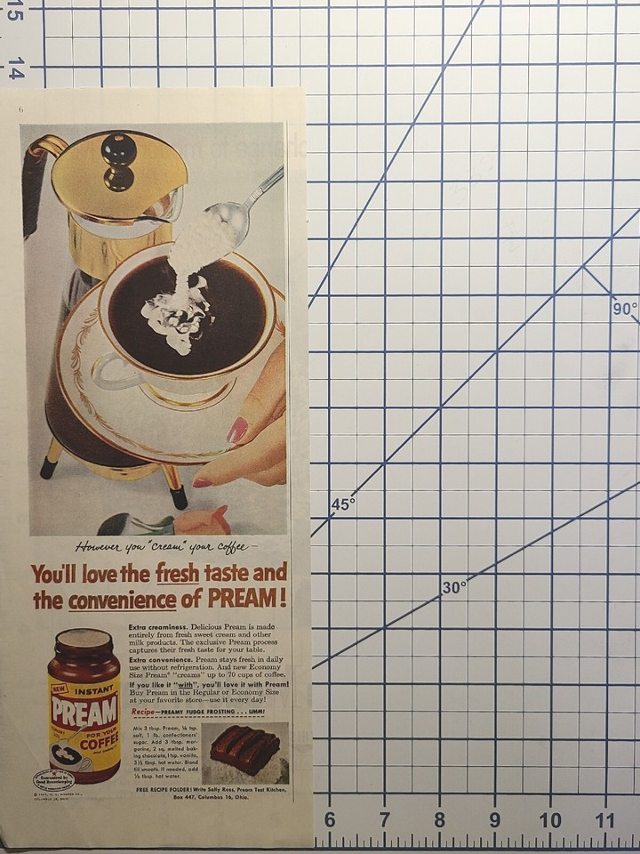 Pream for Your Coffee Instant Delicious Creamer Columbus Vintage Print ...