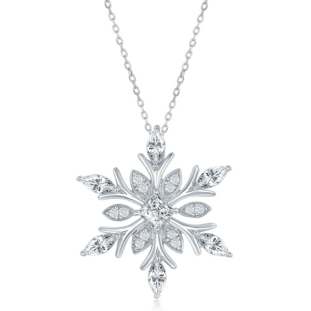 Sterling Silver Large CZ Snowflake Pendant | eBay