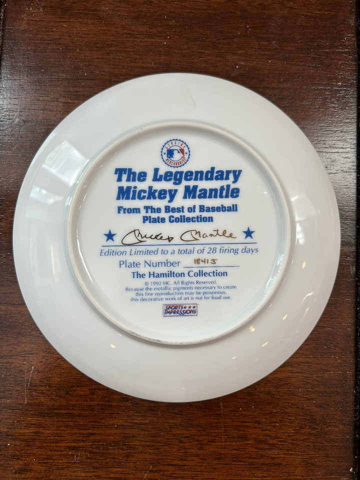 1992 The Hamilton Collection Mickey Mantle Autographed Plate | eBay