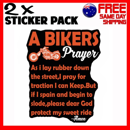 2 x Stickers A Bikers Prayer Motorbike Motorcycle Car Bumper Funny ...