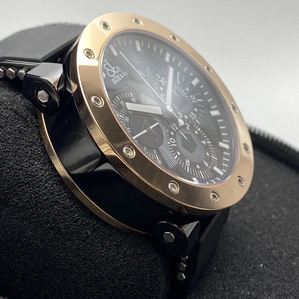 Jacob & Co Epic II 18k Rose Gold Chronograph Steel Automatic Men Watch ...