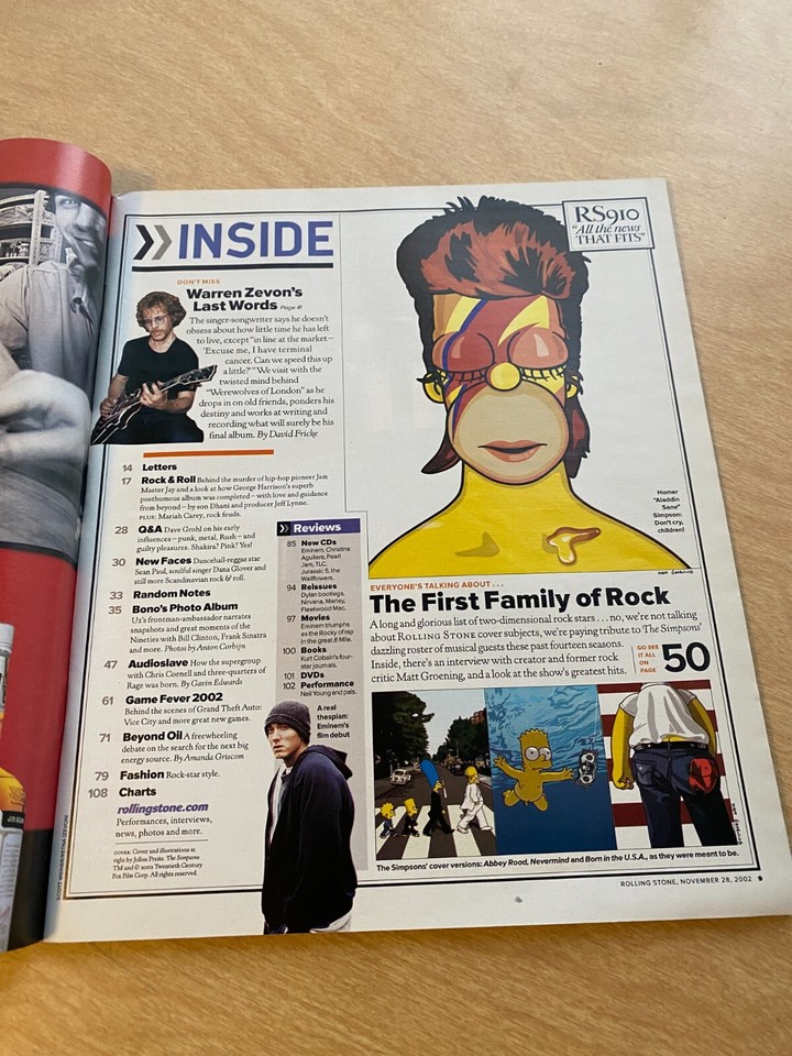 Rolling Stone Magazine Issue 910 Nov 2002 The Simpsons Bruce ...
