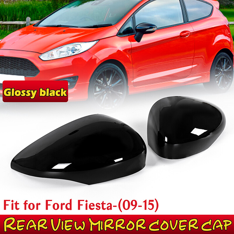2pcs L+R Gloss Black Side Wing Mirror Cover Caps For Ford Fiesta MK7 ...