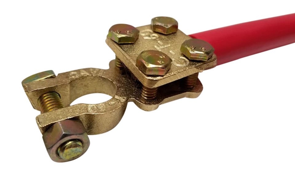 2x Solid Brass Heavy Duty battery top post cable terminal Wire ...
