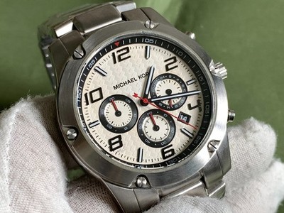 MICHAEL KORS MK8472 CHRONOGRAPH Date White Dial 10 ATM S/S Men's QUARTZ ...