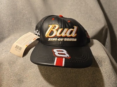 DALE EARNHARDT JR Hat Black Leather Adjustable Cap #8 Budweiser King Of ...