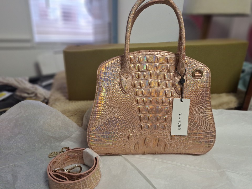 Brahmin Melbourne Collection Rosetta Rose Gold Satchel Bag | eBay