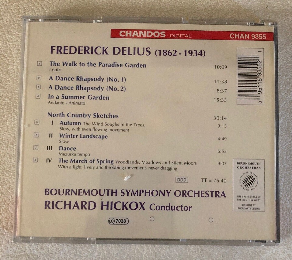 DELIUS: THE WALK TO THE PARADISE GARDEN; RICHARD HICKOX CD 1995 CHANDOS ...