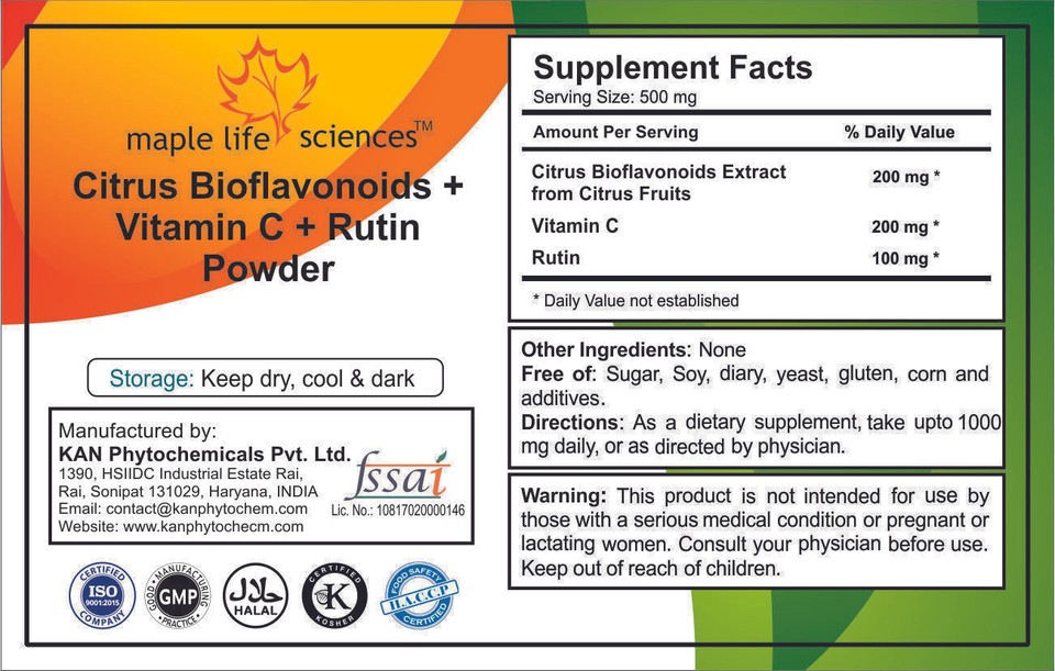 Citrus Bioflavonoids with Ascorbic Acid and Rutin Pure & High Quality ...