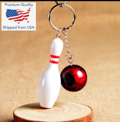 Bowling Pin Bowl with Red Ball Keychain Pendant Charms | eBay